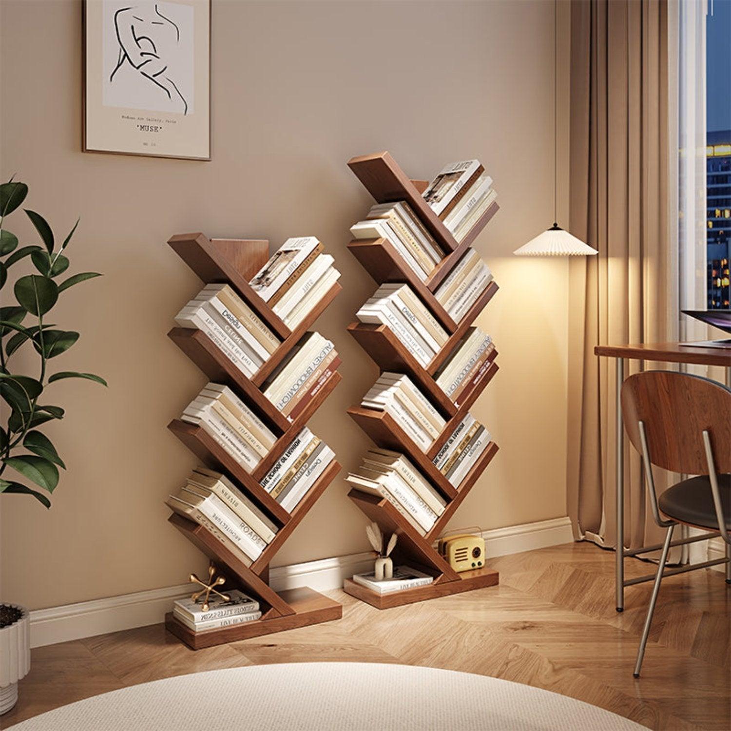 Freestanding Solid Wood Bookshelf & Display Rack – Woodartdeal