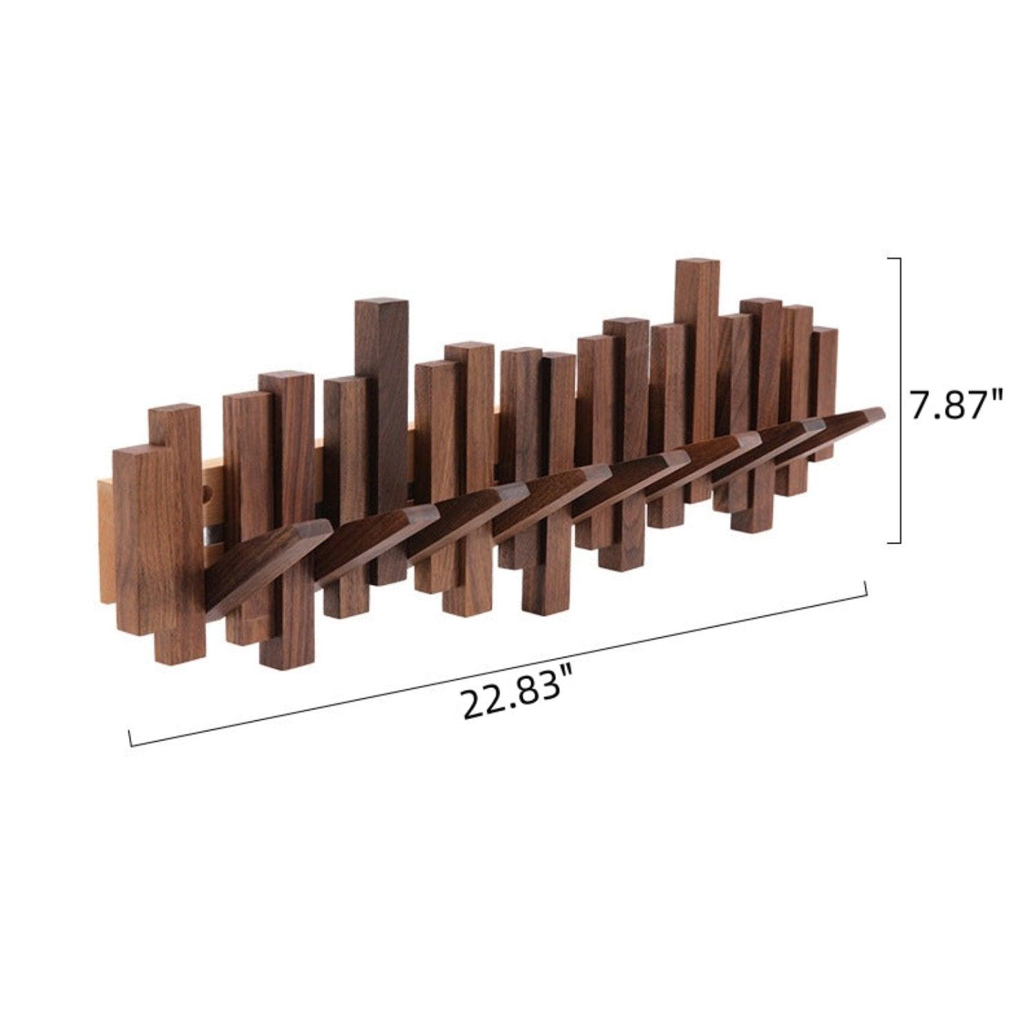 Black walnut wood piano key hooks - Wall-Mounted Coat and Hat Rack ...