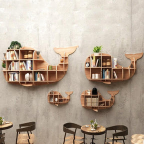Wooden Bookshelves Whale Wall Animal Shape Bookshelf Kids Bookcases St ...