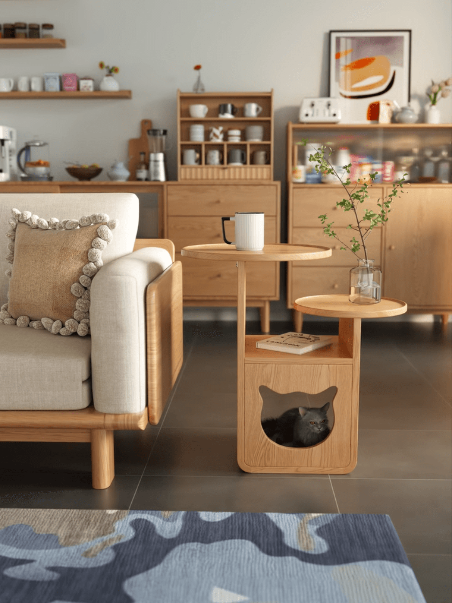 Solid Wood Cat Bed Side Table | Mini Coffee Table & Creative Corner Ra ...