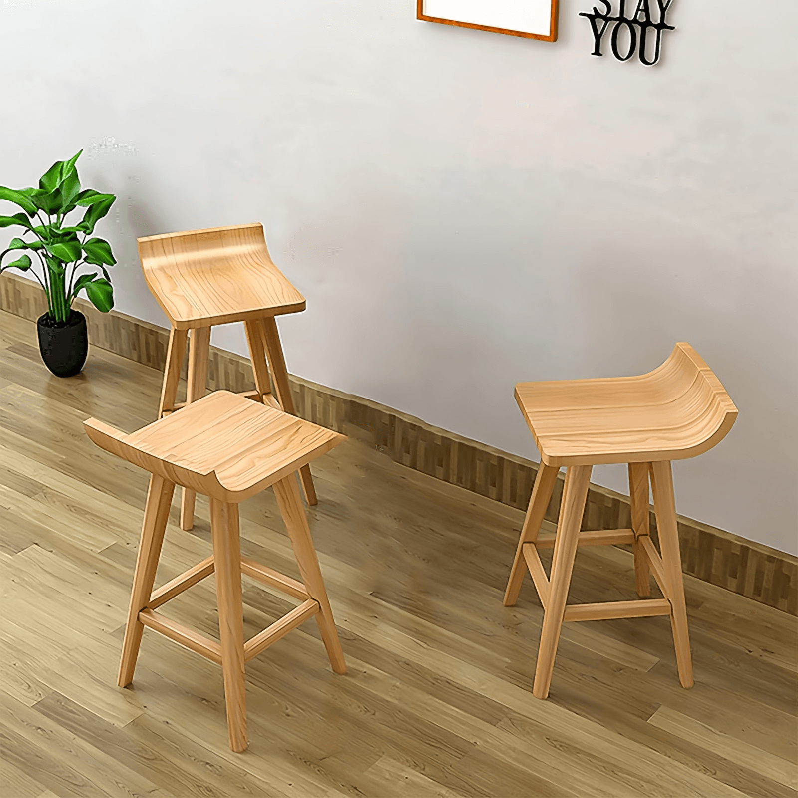 H26" /30" Pure Solid Bar Stools Vintage Wood Stools Counter Stool ...
