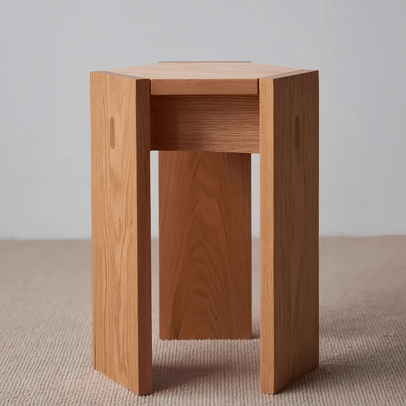 H17" Stackable Geometric Stool Dining Stool /Chair, Oak Short Stools W ...