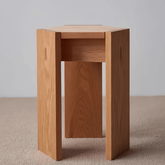 H17" Stackable Geometric Stool Dining Stool /Chair, Oak Short Stools W ...
