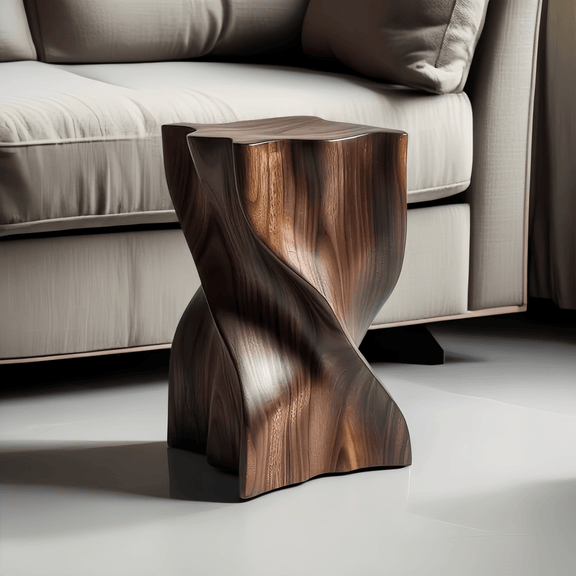 Vintage Wooden Stool Walnut Stool Side Table Creative Twist Stool For ...