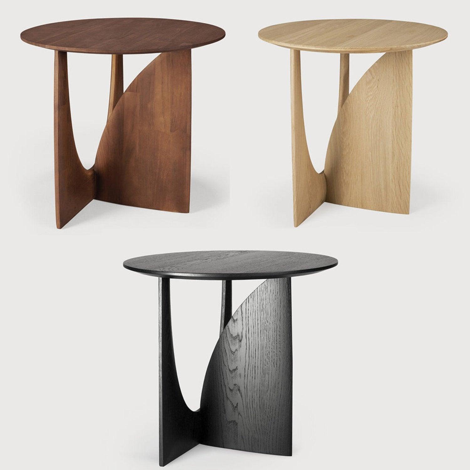 Round Wood Side Table Designer Corner Table - Walnut/Oak/Black ...