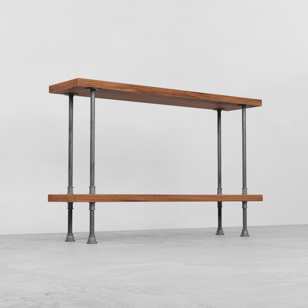 Woodartdeal 2-Tier Console Table, Pipe and wood Sofa Table