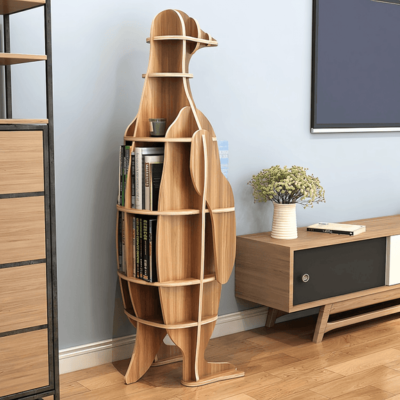 Wooden Bookshelves Penguin Animal Shape Bookshelf Kids Bookcases Stora ...