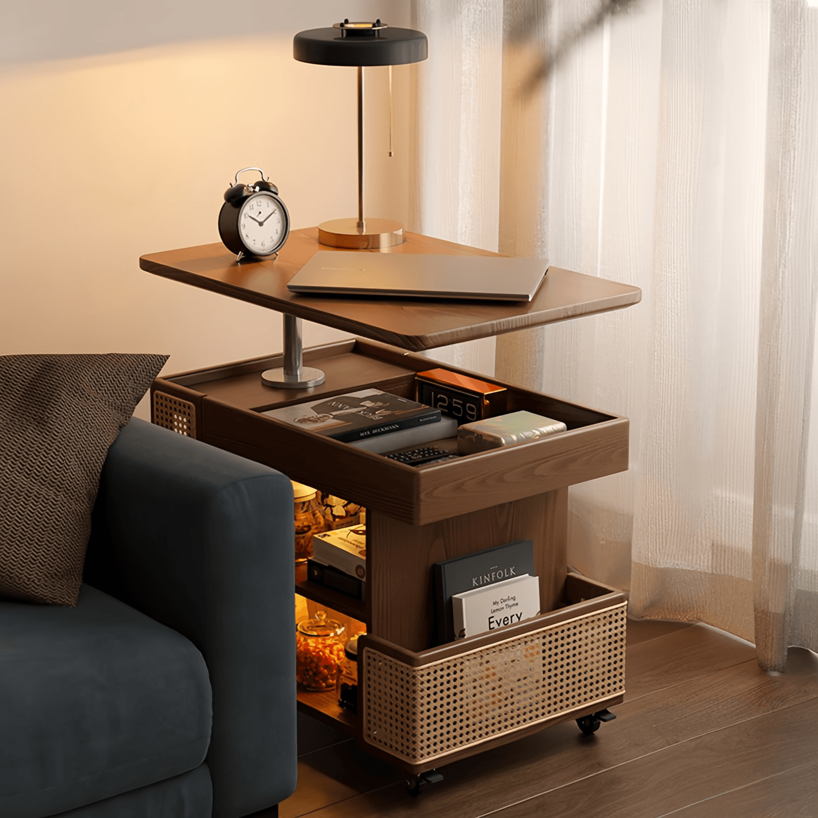 Solid Wood Movable Square Lift Top Coffee Table With Storage For Livin ...