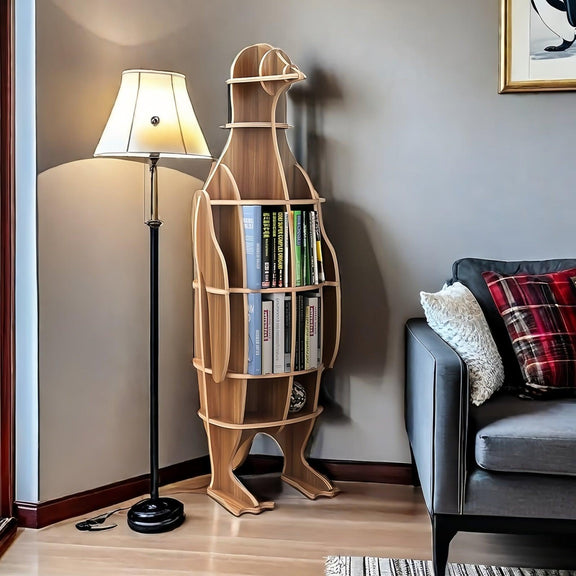 Wooden Bookshelves Penguin Animal Shape Bookshelf Kids Bookcases Stora ...