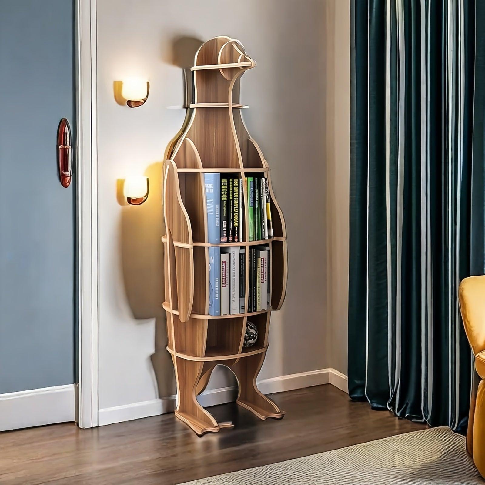 Wooden Bookshelves Penguin Animal Shape Bookshelf Kids Bookcases Stora ...