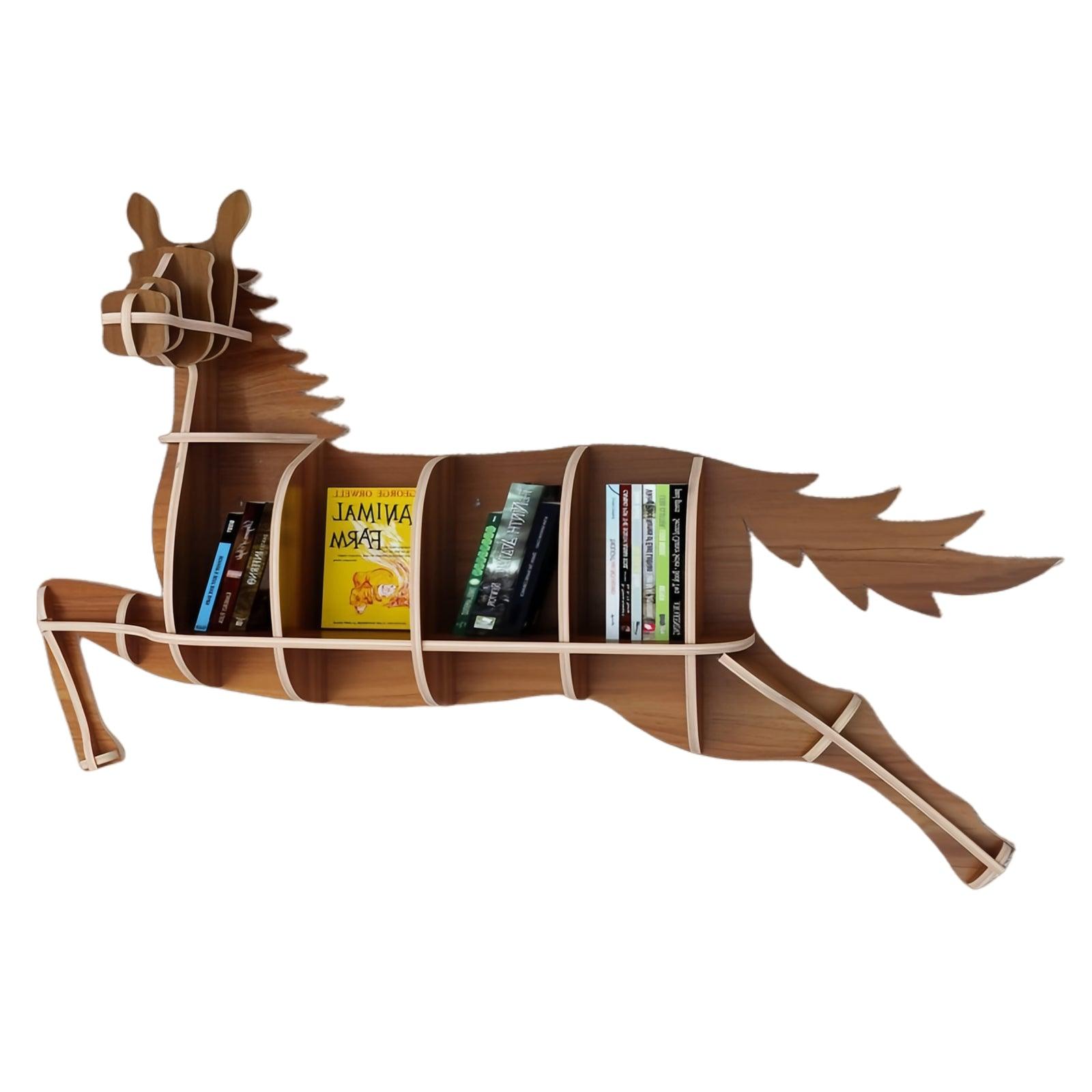 Wooden Bookshelves Horse Wall Animal Shape Bookshelf Kids Bookcases St ...