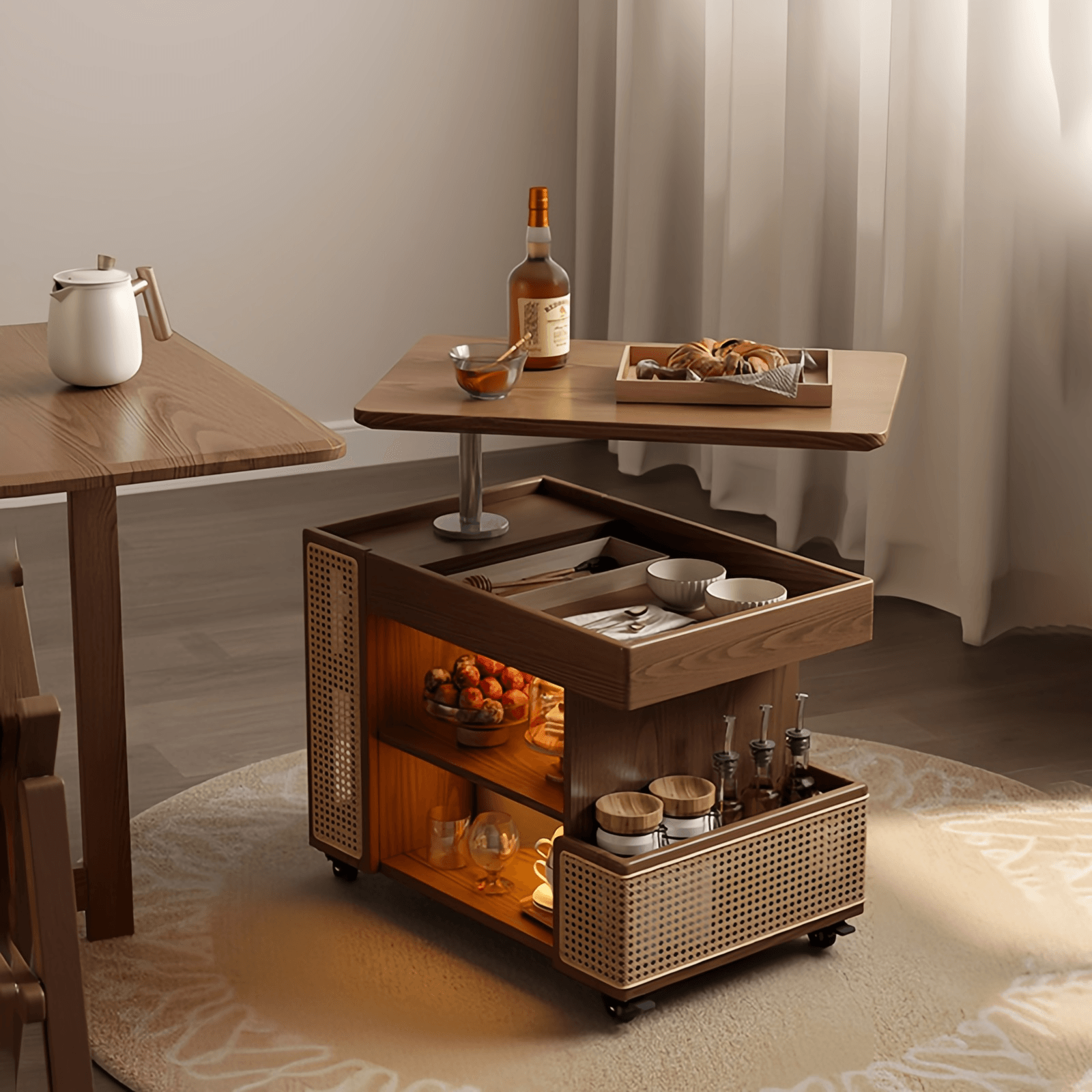 Solid Wood Movable Square Lift Top Coffee Table With Storage For Livin ...