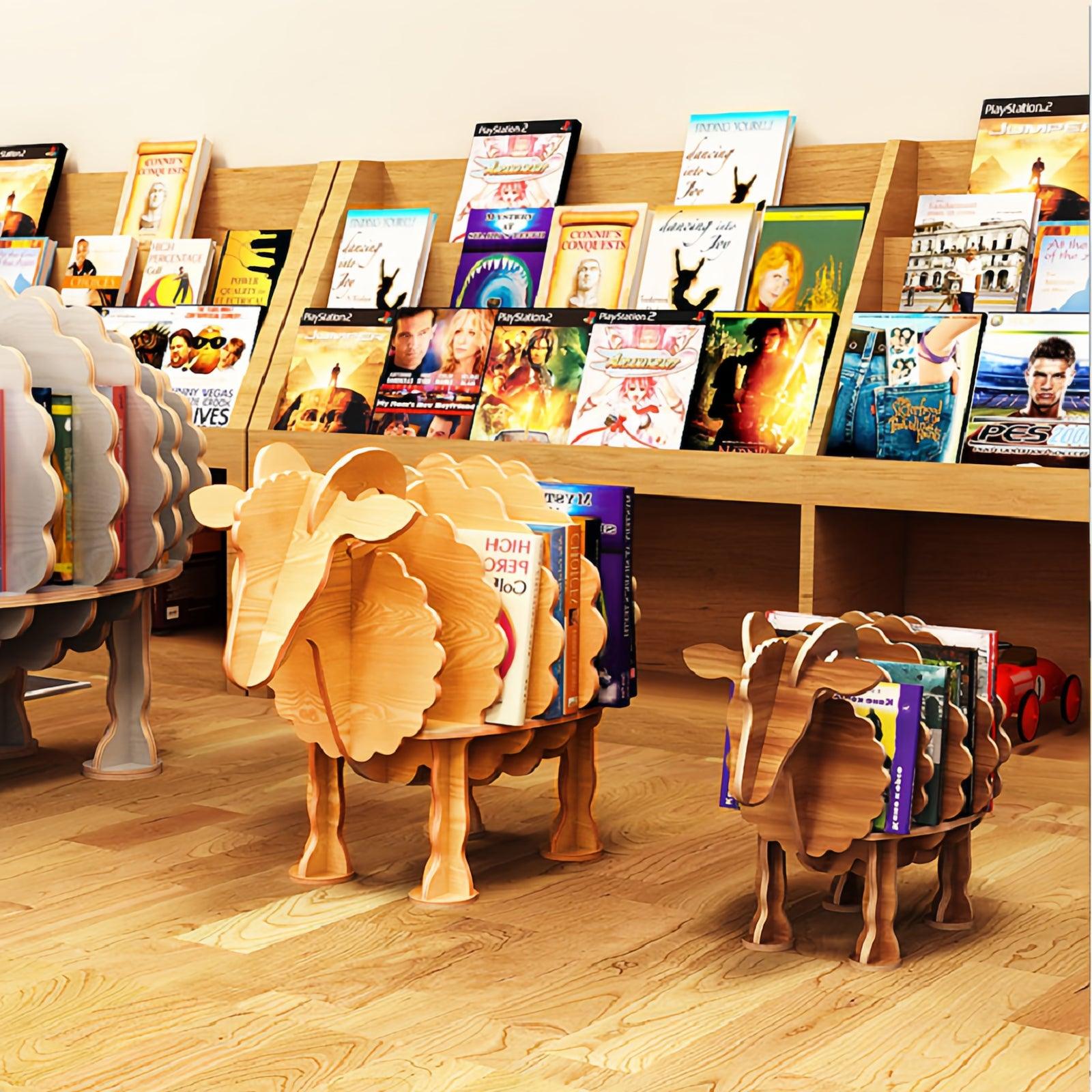 Wooden Bookshelves Sheep Animal Shape Bookshelf Kids Bookcases Storage ...