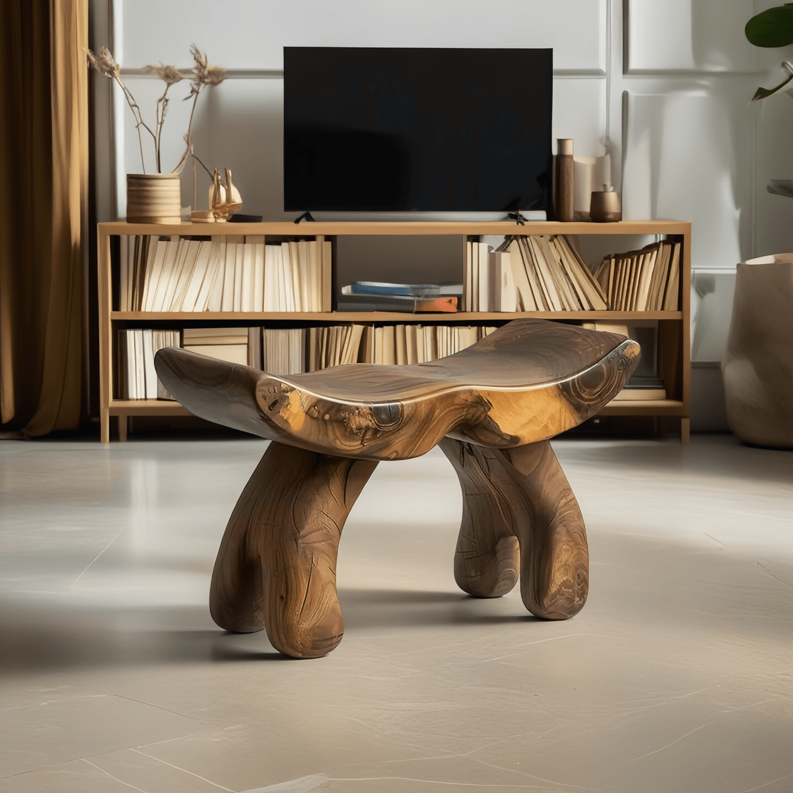 H11" Light Luxury Walnut Short Stool, Vintage Short Stool Wood Accent ...