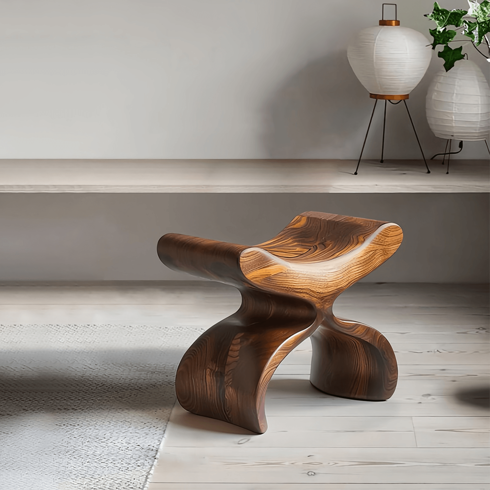 H11" Light Luxury Walnut Short Stool, Vintage Short Stool Wood Accent ...