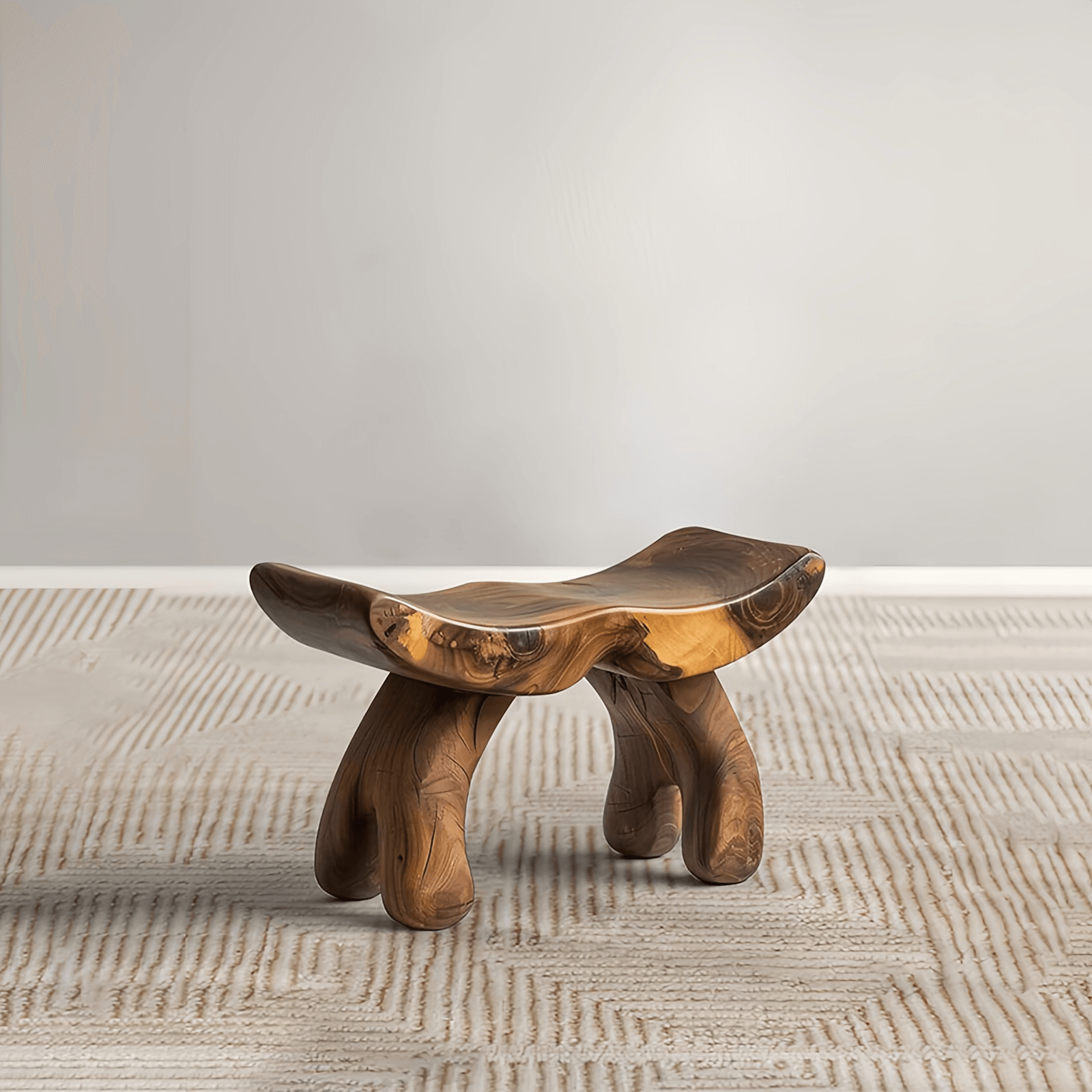 H11" Light Luxury Walnut Short Stool, Vintage Short Stool Wood Accent ...