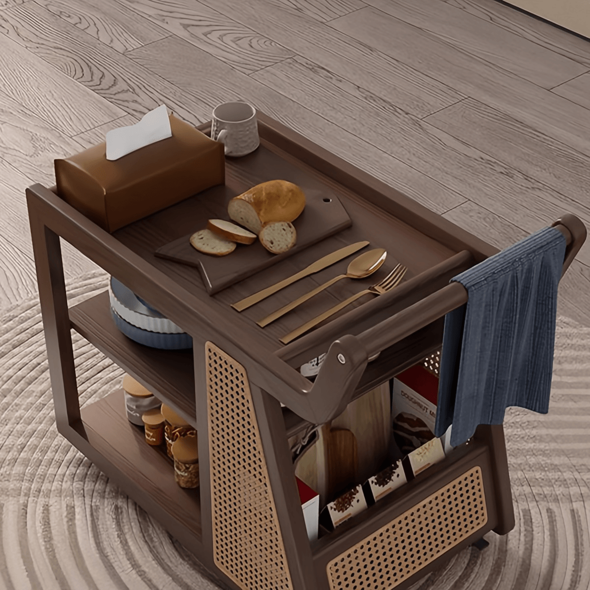 Versatile Kitchen Cart On Wheels Coffee Cart Bar Mobile Bartending Car ...