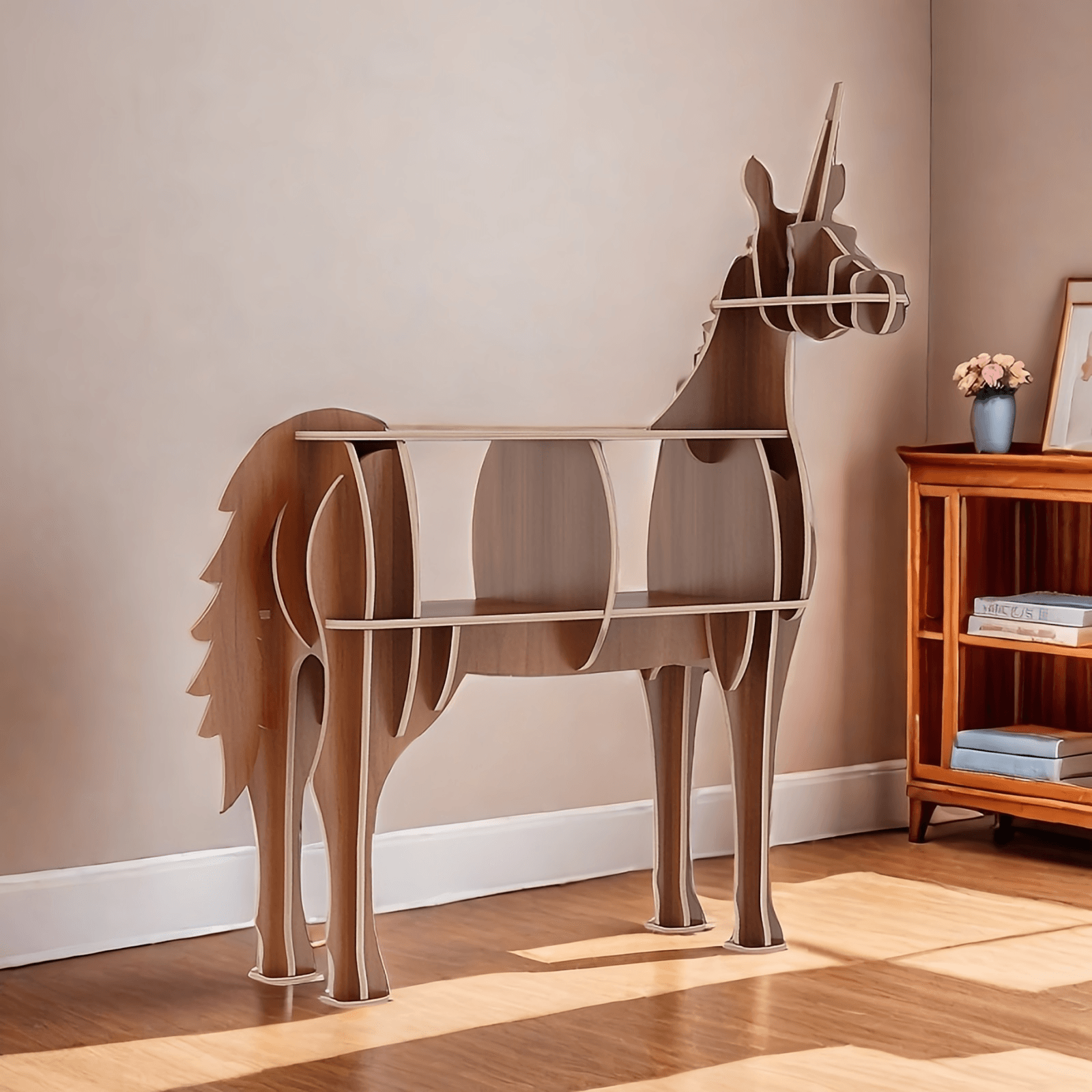 Wooden Bookshelves Unicorn Animal Shape Bookshelf Kids Bookcases Stora ...