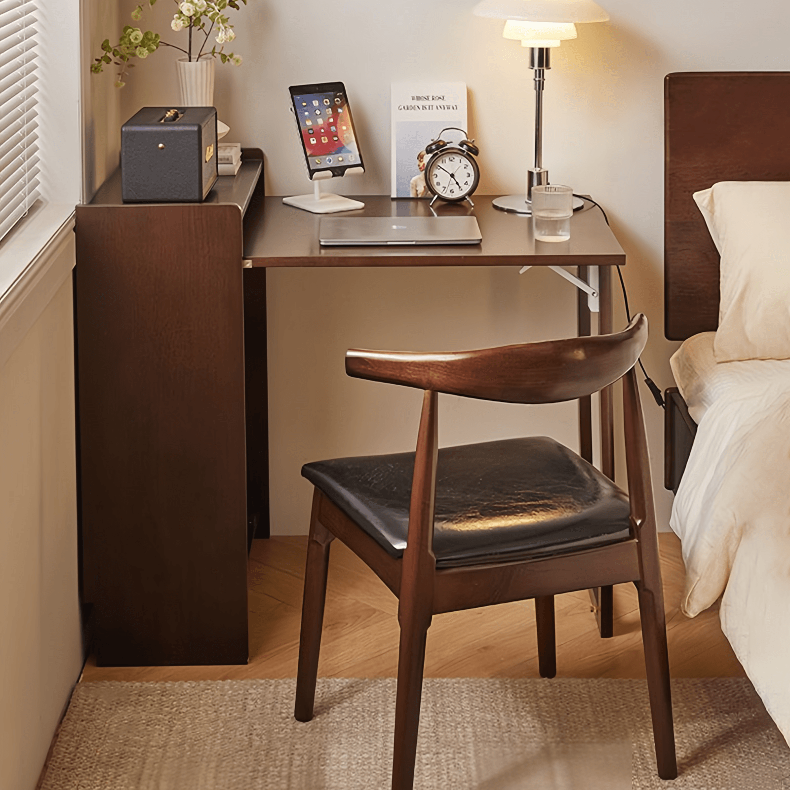 Square Fold Out Table Collapsible Table Wooden Foldable Desk with Stor ...