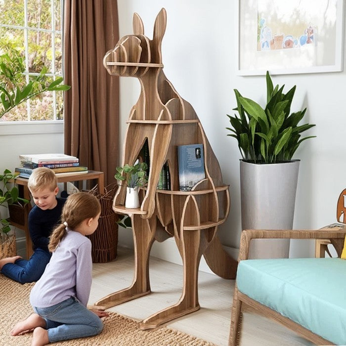 Wooden Bookshelves Kangaroo Animal Shape Bookshelf Kids Bookcases Stor ...