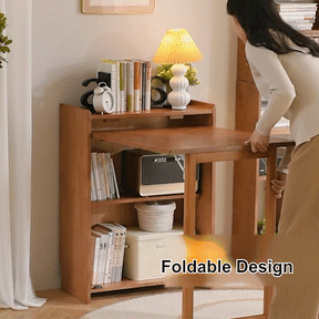 Square Fold Out Table Collapsible Table Wooden Foldable Desk with Stor ...