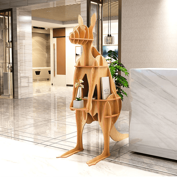 Wooden Bookshelves Kangaroo Animal Shape Bookshelf Kids Bookcases Stor ...