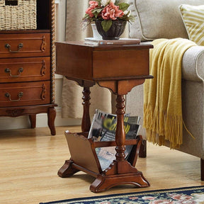 Vintage Wooden Newspaper Rack, Magazine Storage Table, Floor Bookshelf ...