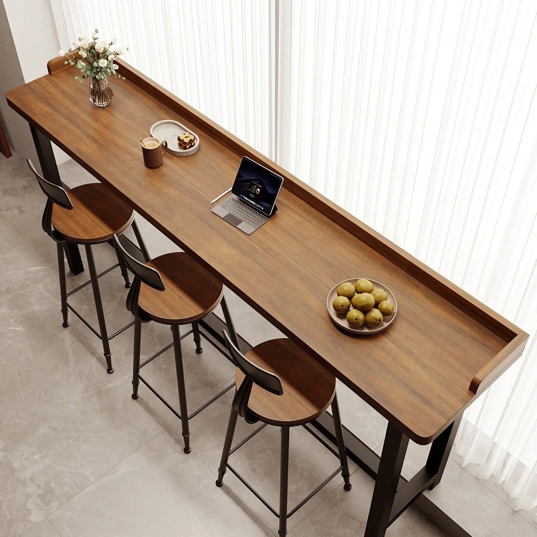 Balcony Bar Table New Zealand Pine Wood High And Low Foot Long Table ...