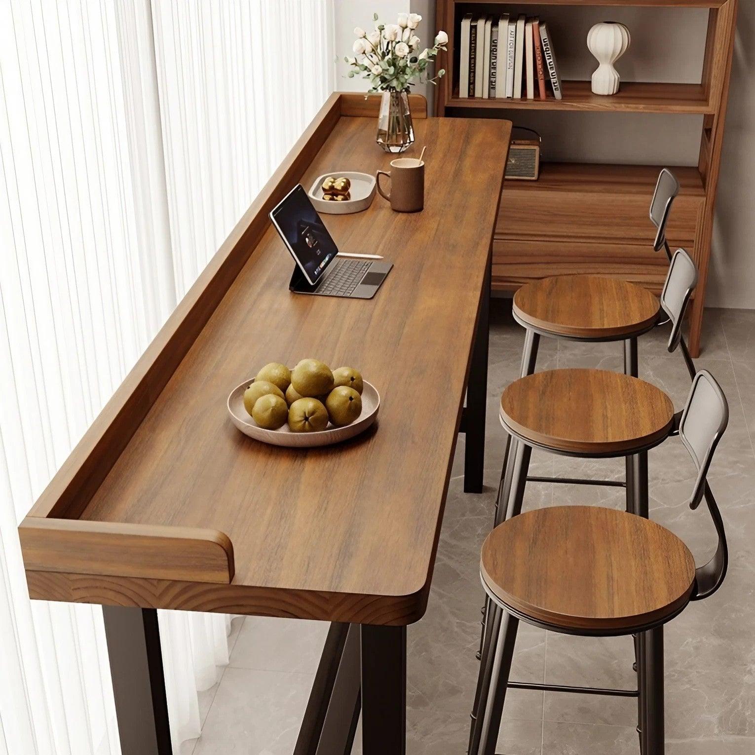 Bar Table in front of the Window, New Zealand Pine Wood High Table Bal ...