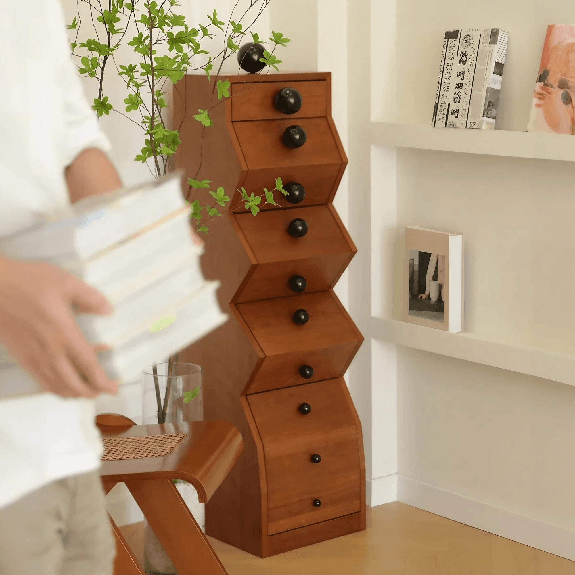 Light Luxury Chest of Drawers, Solid Wood Vintage Irregular Storage Ca ...