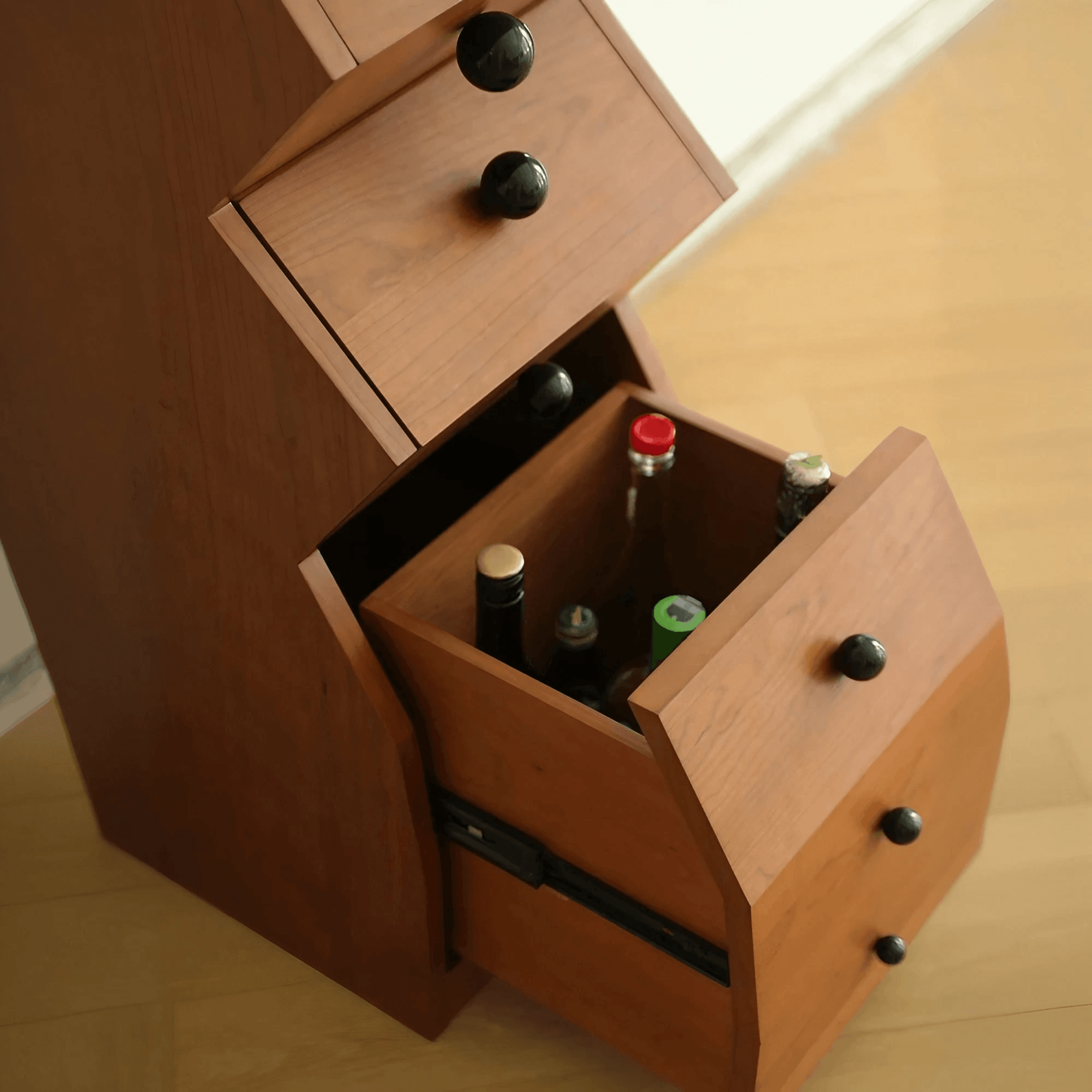 Light Luxury Chest of Drawers, Solid Wood Vintage Irregular Storage Ca ...