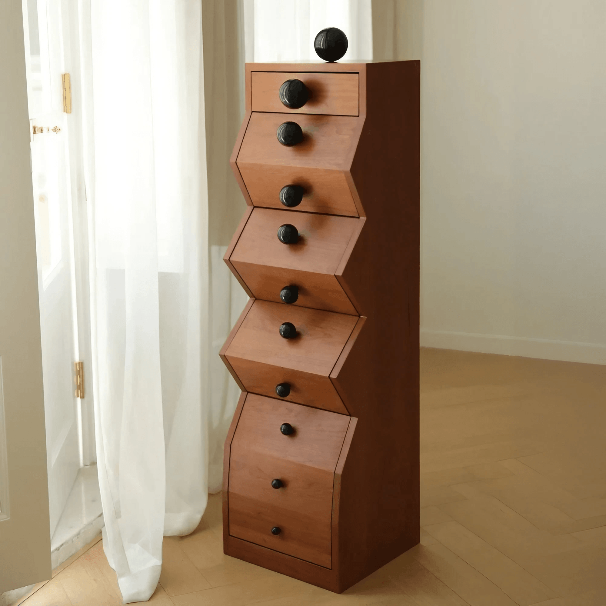 Light Luxury Chest of Drawers, Solid Wood Vintage Irregular Storage Ca ...