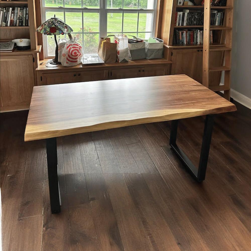 Woodartdeal Live Edge Wood Desk, Slab Work Tables, Desk with Metal Leg