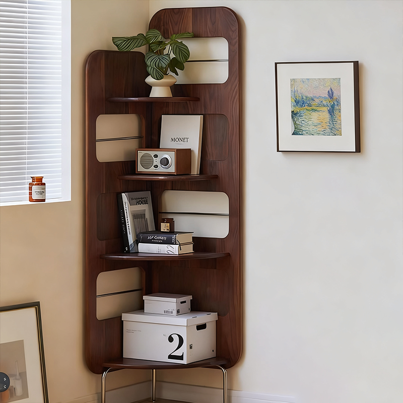 Corner Cabinet, Solid Wood Shelving Unit, Triangular Living Room Floor ...