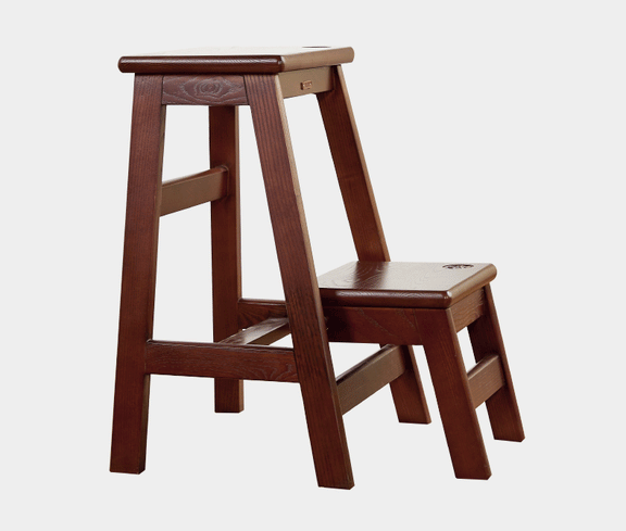 2 Tier Folding Step Ladder Multifunction Wood Step Stool Display Ladde ...