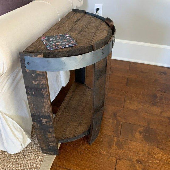 Woodartdeal Handcrafted Bourbon Barrel Half End Table