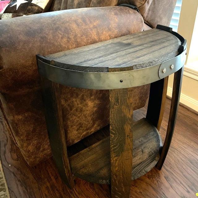 Woodartdeal Handcrafted Bourbon Barrel Half End Table