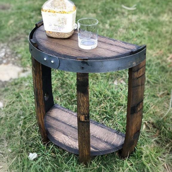 Woodartdeal Handcrafted Bourbon Barrel Half End Table