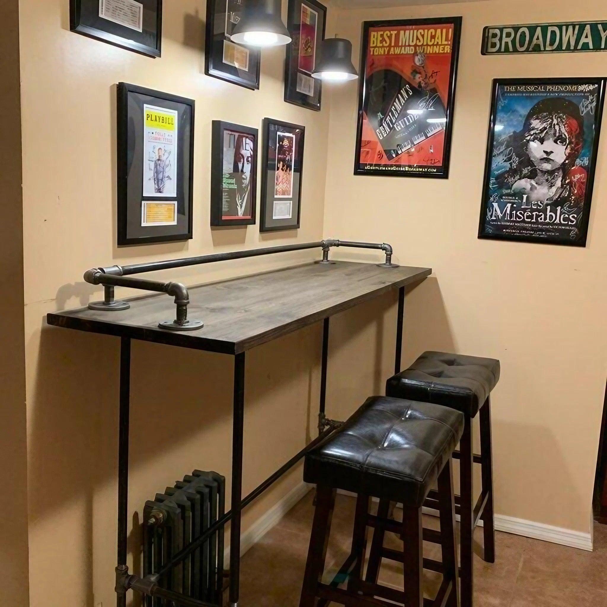 Woodartdeal Industrial pipe Bar Table, Buffet or Console Table, Top ...