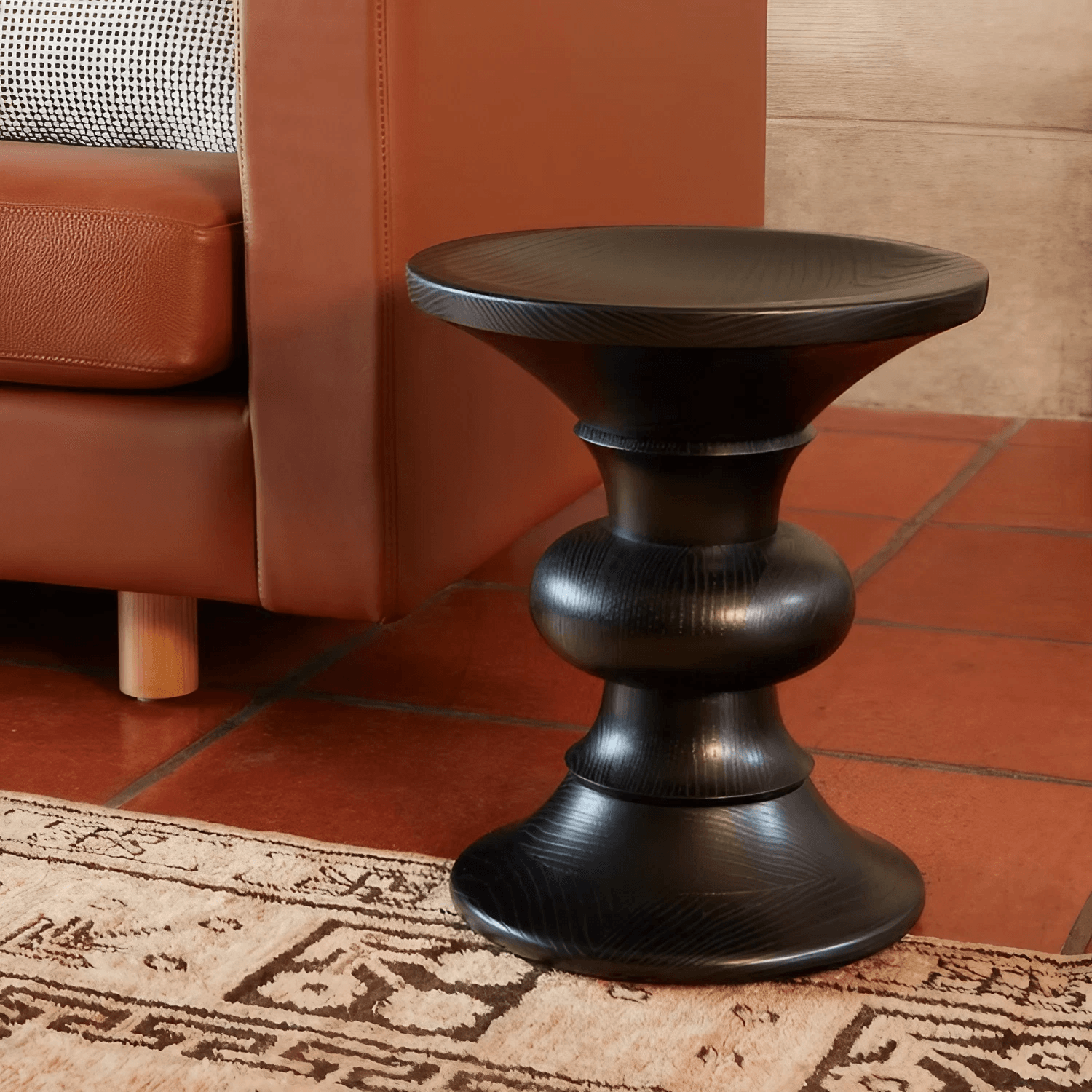 Light Luxury Solid Columns Stool Vintage, Ash Wood Handcrafted Side Ta ...