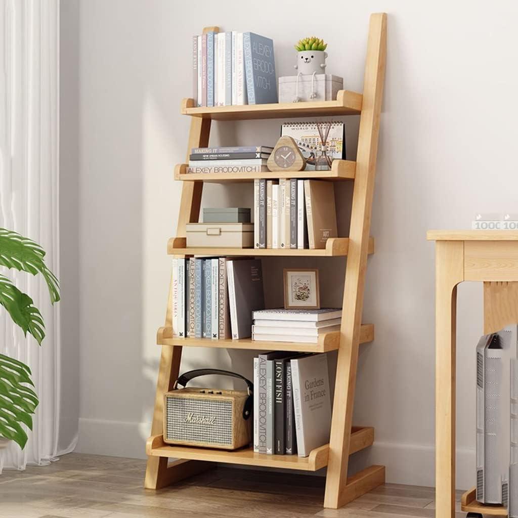 Woodartdeal Solid Wood 5-Tier Ladder Shelf Bookcase in Walnut