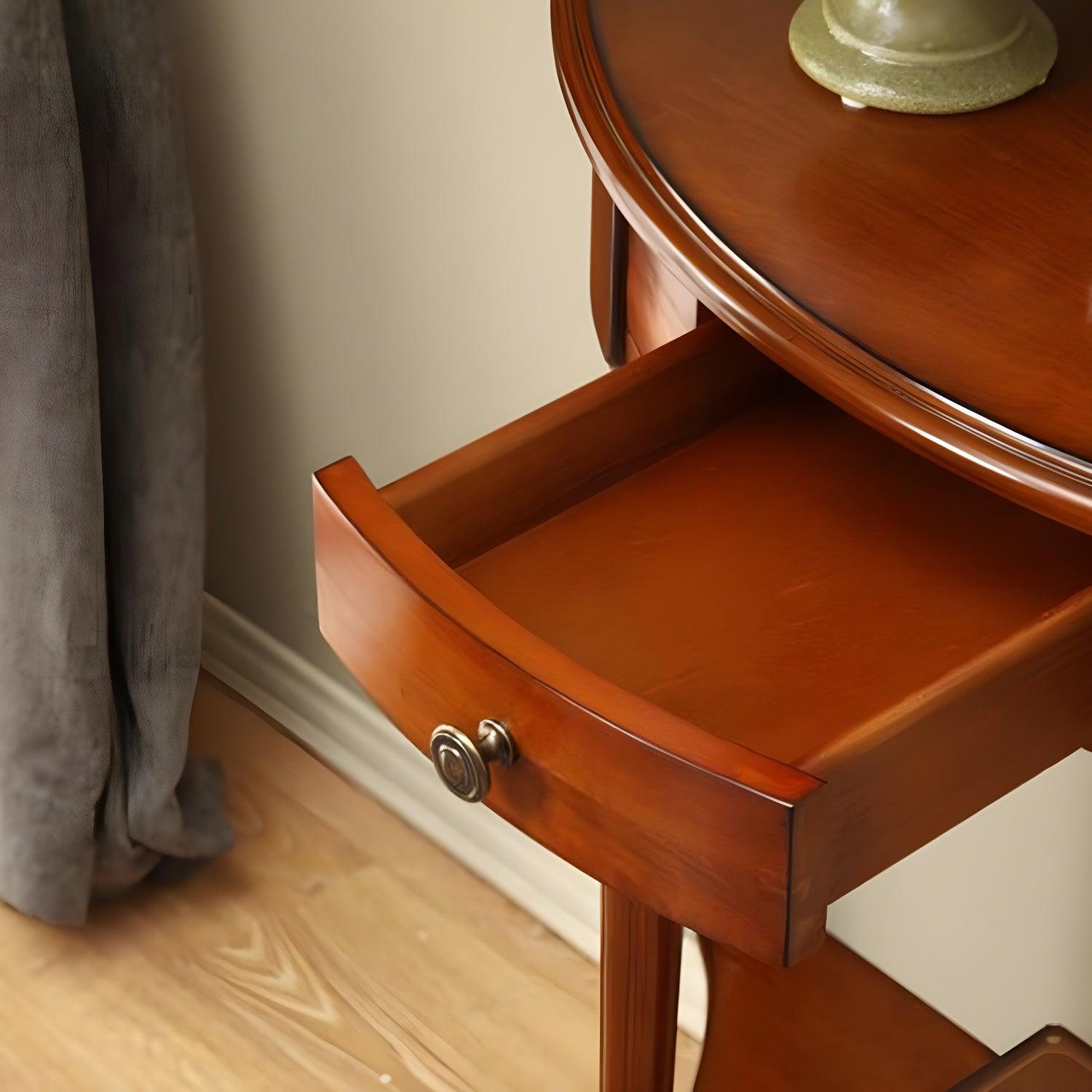 Woodartdeal Solid Wood Half Moon Console Table With Shelf And Drawer