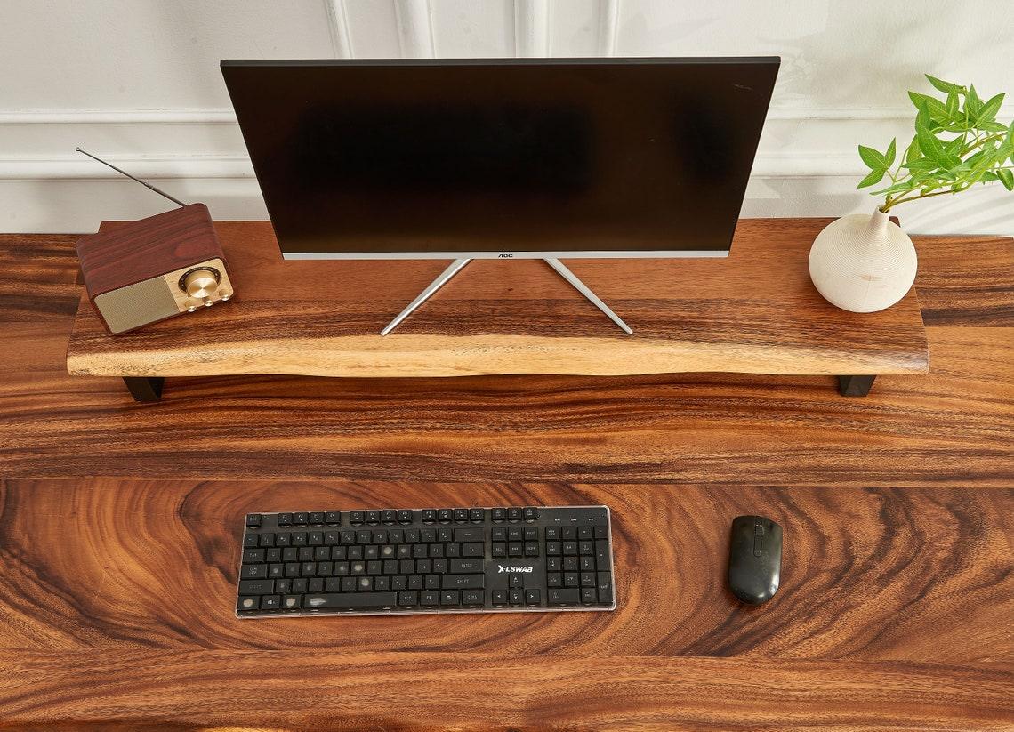 Woodartdeal Live Edge Solid Wood Desk Shelf